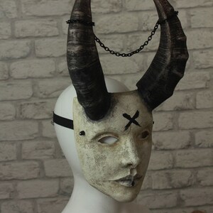 Handmade Mask Female Face Demon With Horns Silent - Etsy