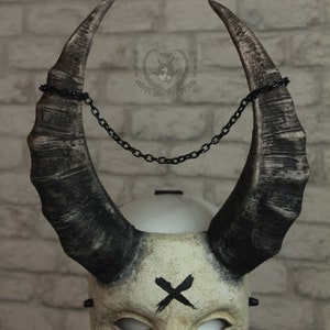 Handmade Mask Female Face Demon With Horns Silent - Etsy