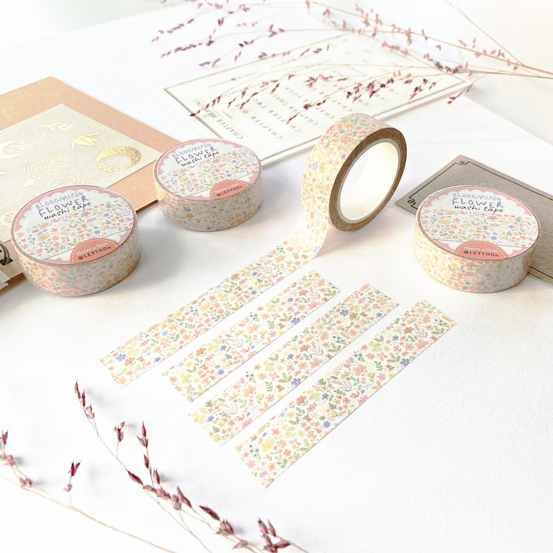 Pink Floral Washi Tape - Etsy