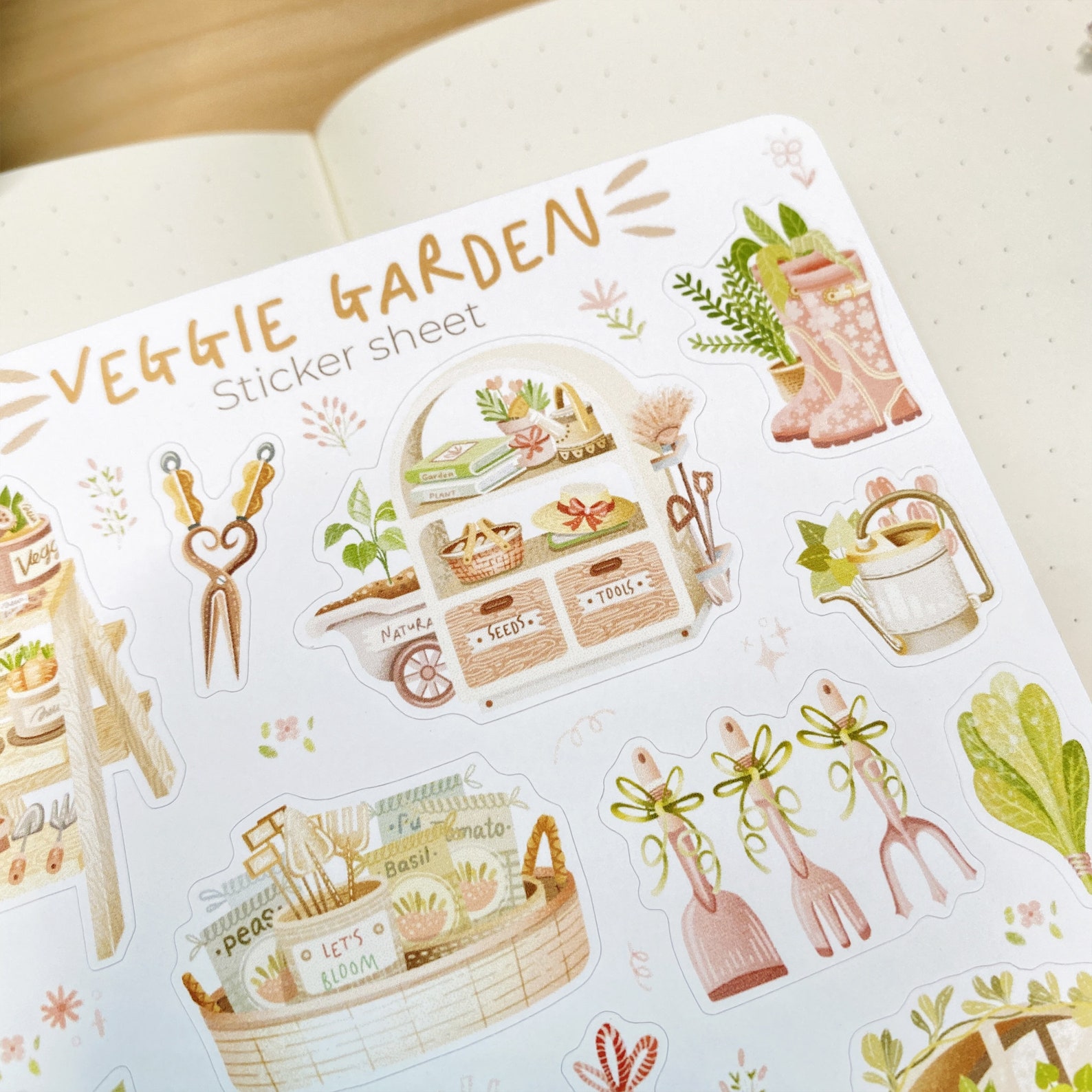 Handmade Sticker Sheet - Veggie Garden | Journal Stickers for the ...
