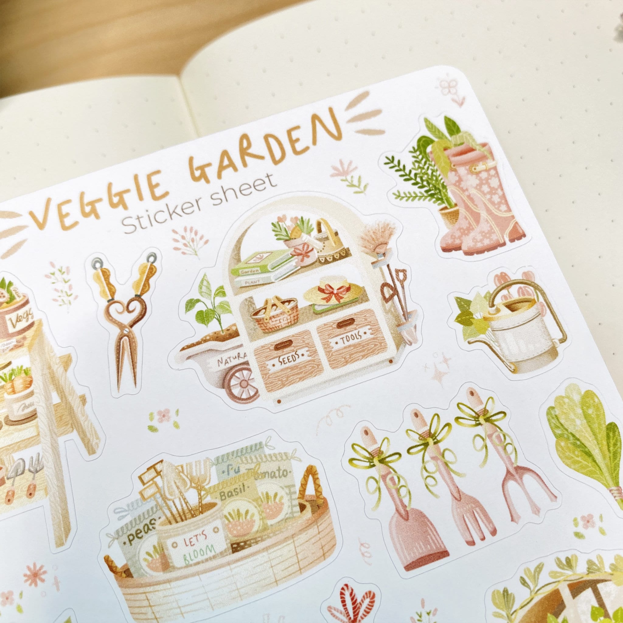 Handmade Sticker Sheet - Veggie Garden | Journal Stickers for the ...