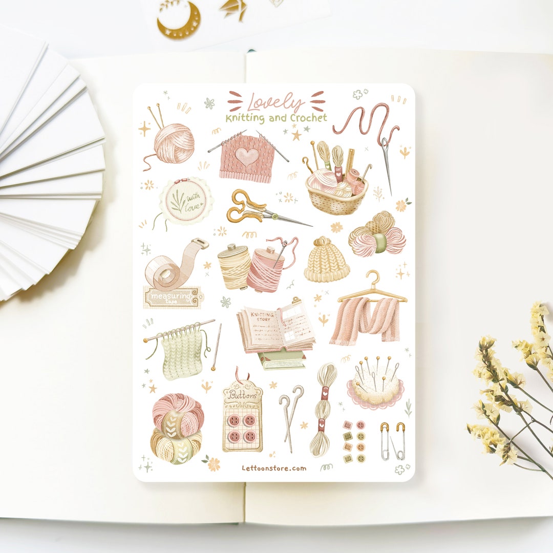 Handmade Sticker Sheet - Knitting & Crochet | Transparent Journal ...