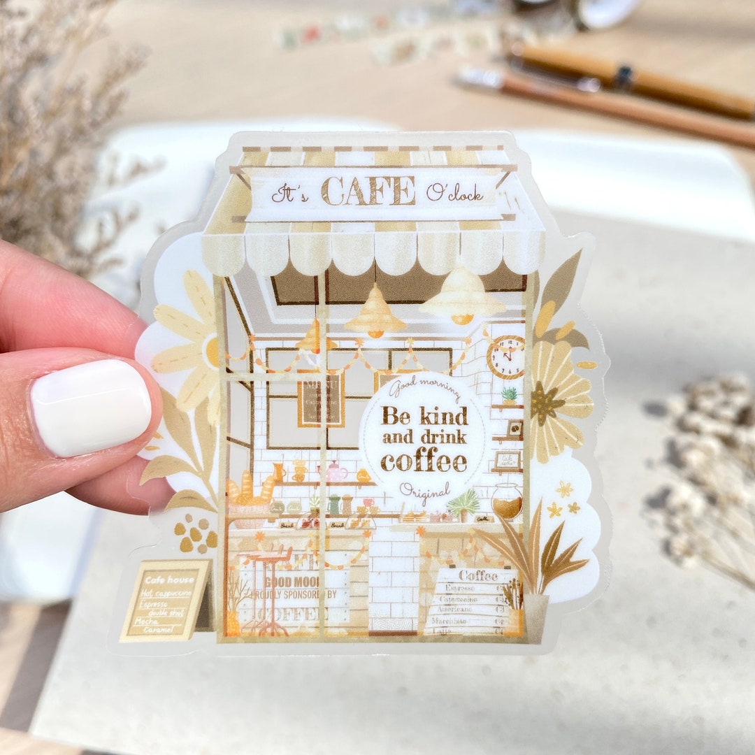 Clear Cafe 'O Clock Sticker | Beautiful Cafe Sticker to Decorate Your ...