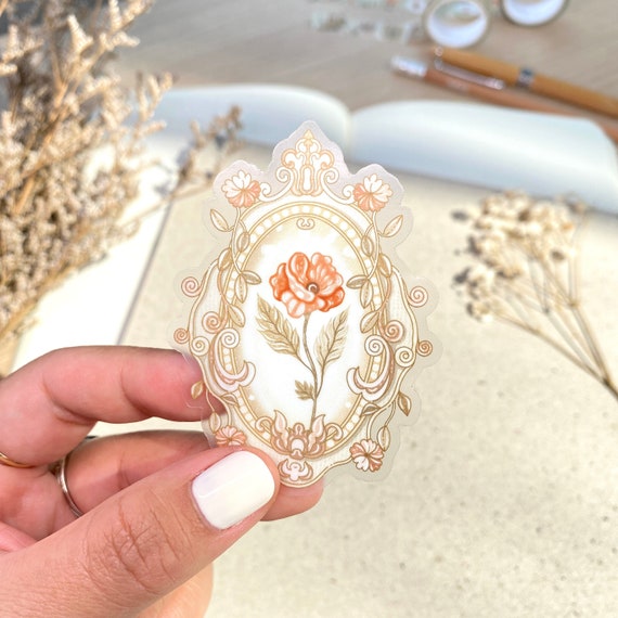 Clear Antique Flower Frame Sticker Beautiful Floral Sticker - Etsy