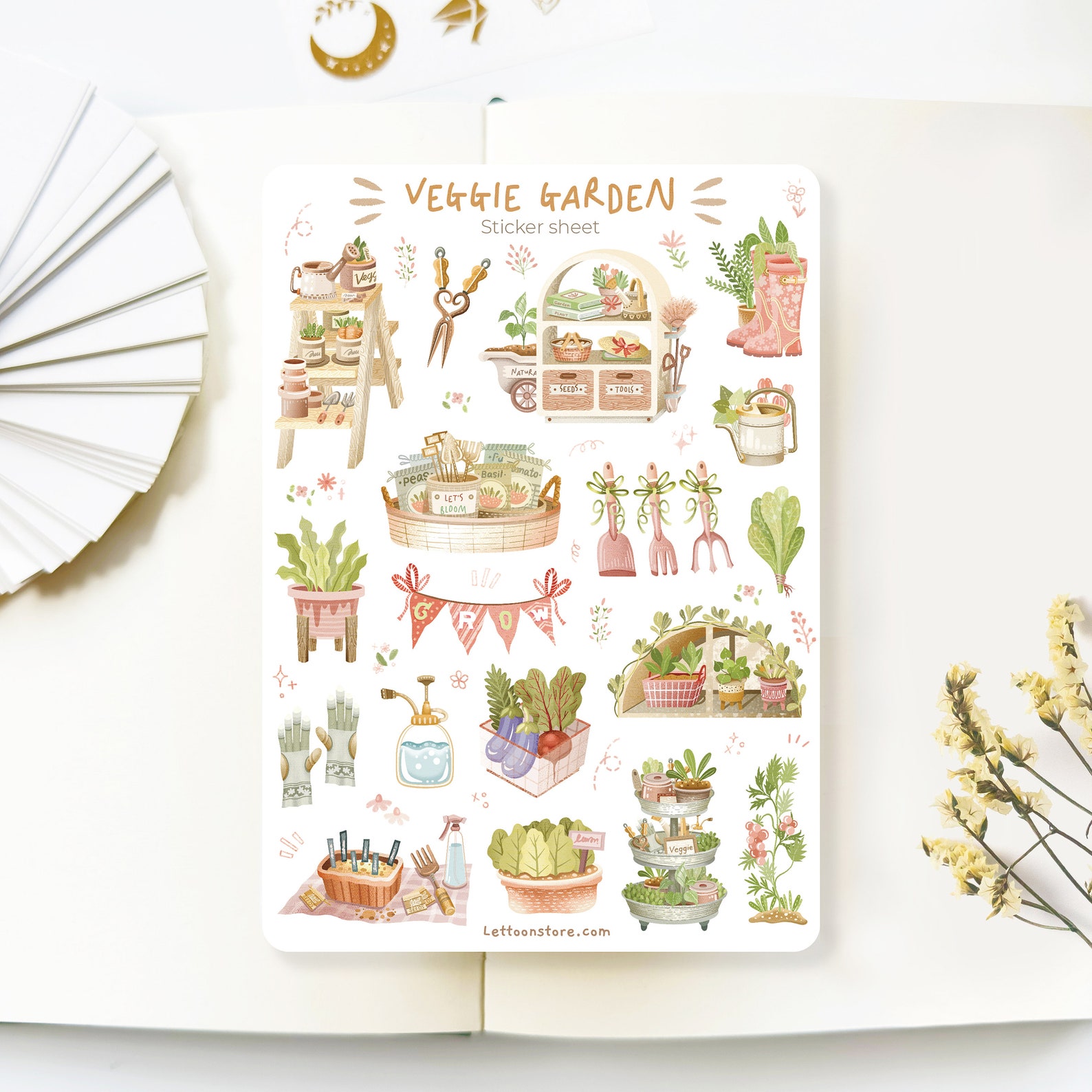 Handmade Sticker Sheet - Veggie Garden | Journal Stickers for the ...