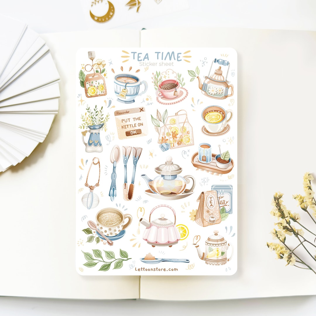 Sticker Sheet Tea Time Journal Stickers, Planner Stickers, Snail Mail ...