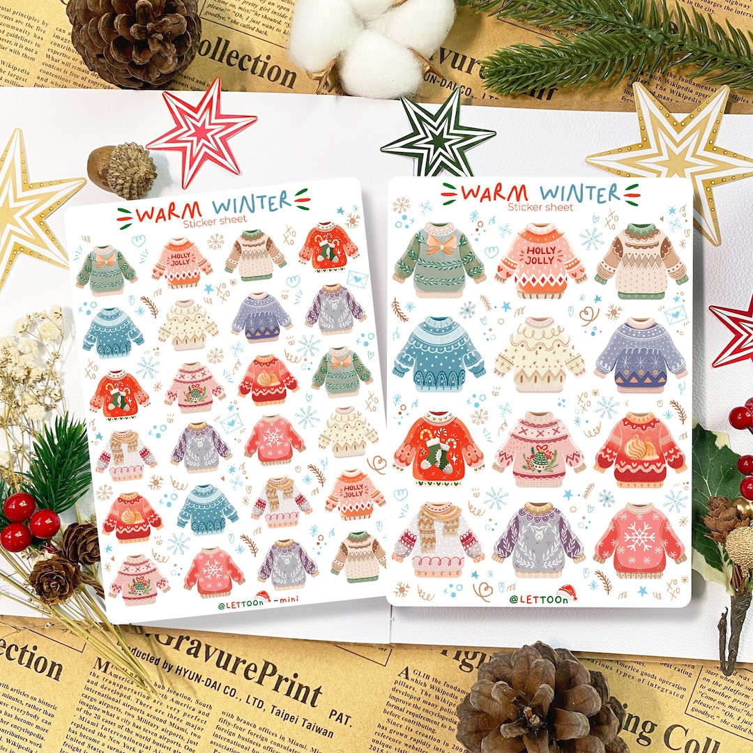 Sticker Sheet Warm Winter Journal Stickers, Christmas Stickers, Cozy ...
