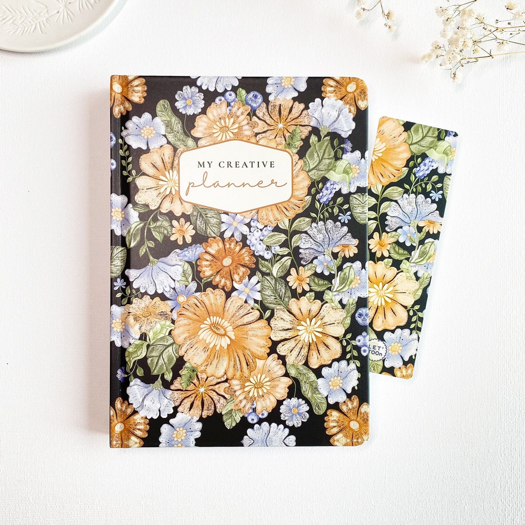 Undated Planner Dark Botanical Free Bookmark and Stickers, Creative ...