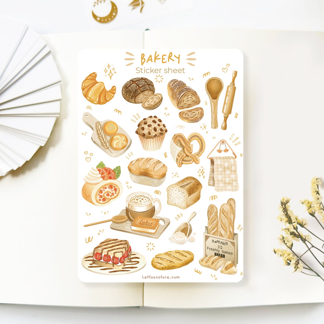 Sticker Sheet Bakery Journal Stickers, Planner Stickers, Snail Mail ...