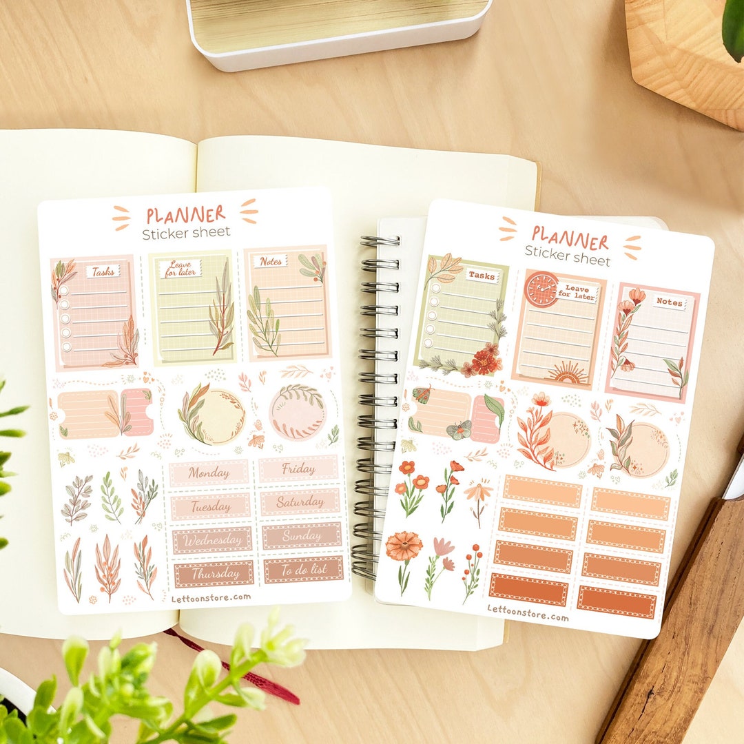 Sticker Sheet Planner Essentials Journal Stickers Flower - Etsy