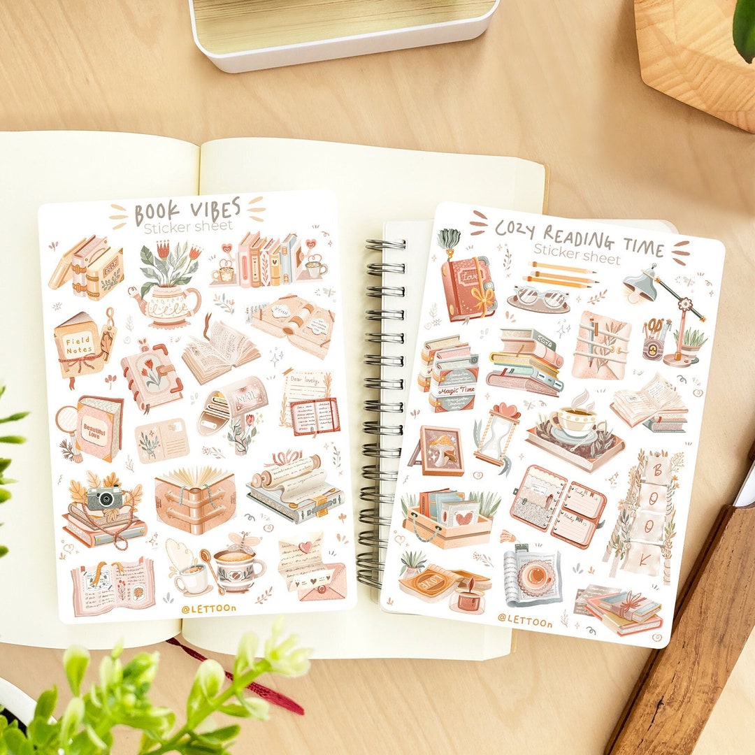 Handmade Sticker Set - Reading Time | Planner Stickers, Book Bundle ...