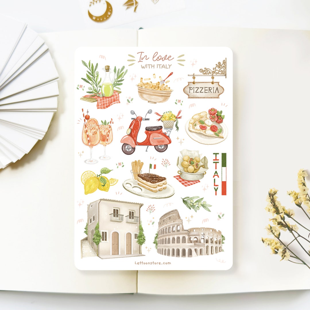 Handmade Sticker Sheet - in Love With Italy | Journal Stickers, Italy ...