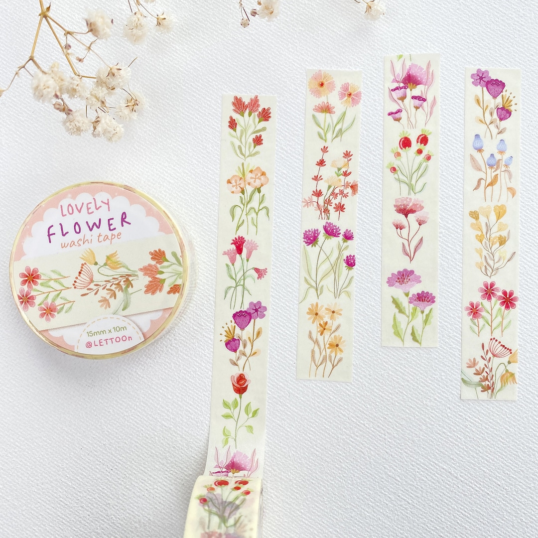 Washi Tape - Lovely Flower | Vertical Journal Washi, Flower Decoration, Planner Essentials ...