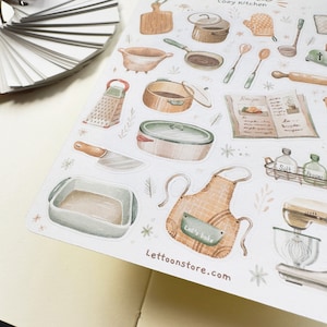 Handmade Sticker Sheet Aesthetic Cozy Kitchen Journal Stickers, Cooking ...