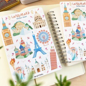 Sticker Sheet Landmark Aesthetic Stickers for Your - Etsy
