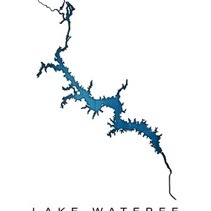 Wall Art Map Print of Lake Wateree, South Carolina!!! - Etsy
