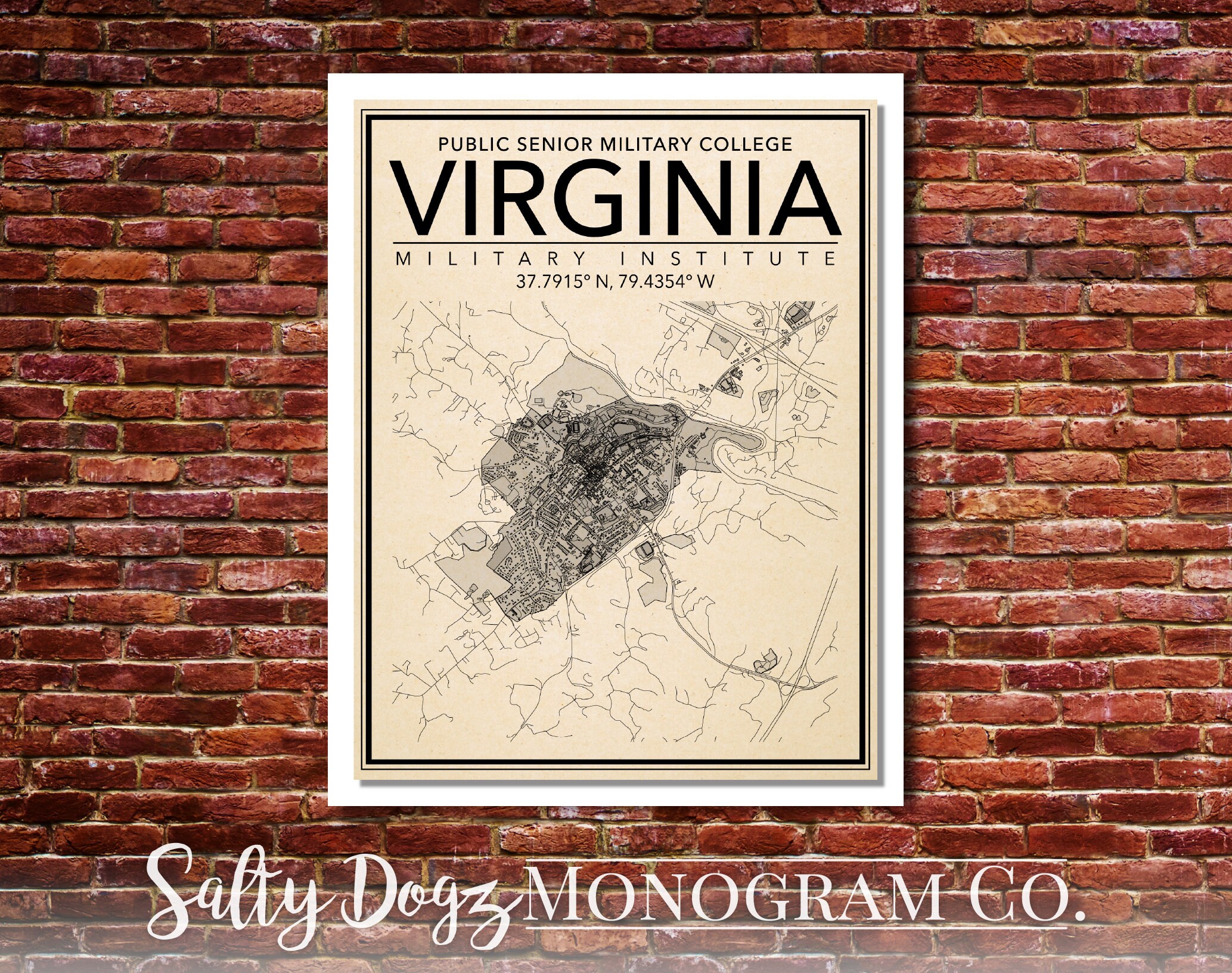 Wall Art Map Print of Virginia Military Institute!! - Etsy