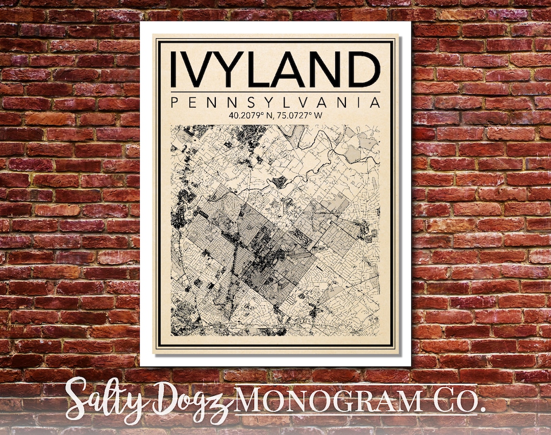 Wall Art Map Print of Ivyland, Pennsylvania!!! - Etsy