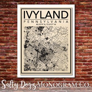 Wall Art Map Print of Ivyland, Pennsylvania!!! - Etsy