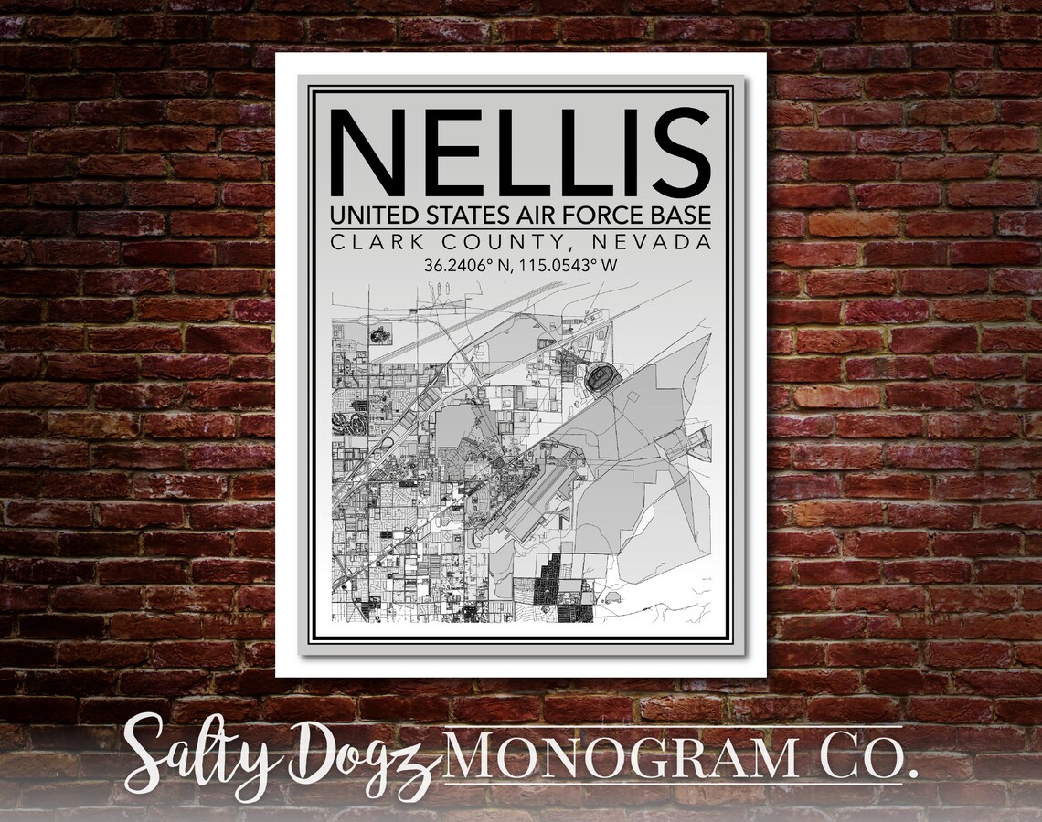 Wall Art Map of Nellis Air Force Base Clark County Nevada | Etsy