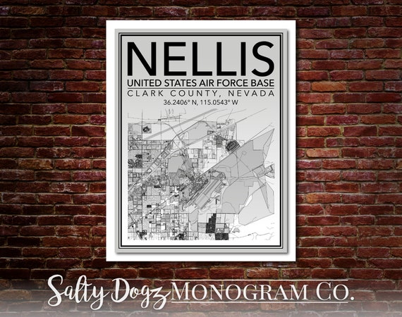Wall Art Map of Nellis Air Force Base Clark County Nevada | Etsy