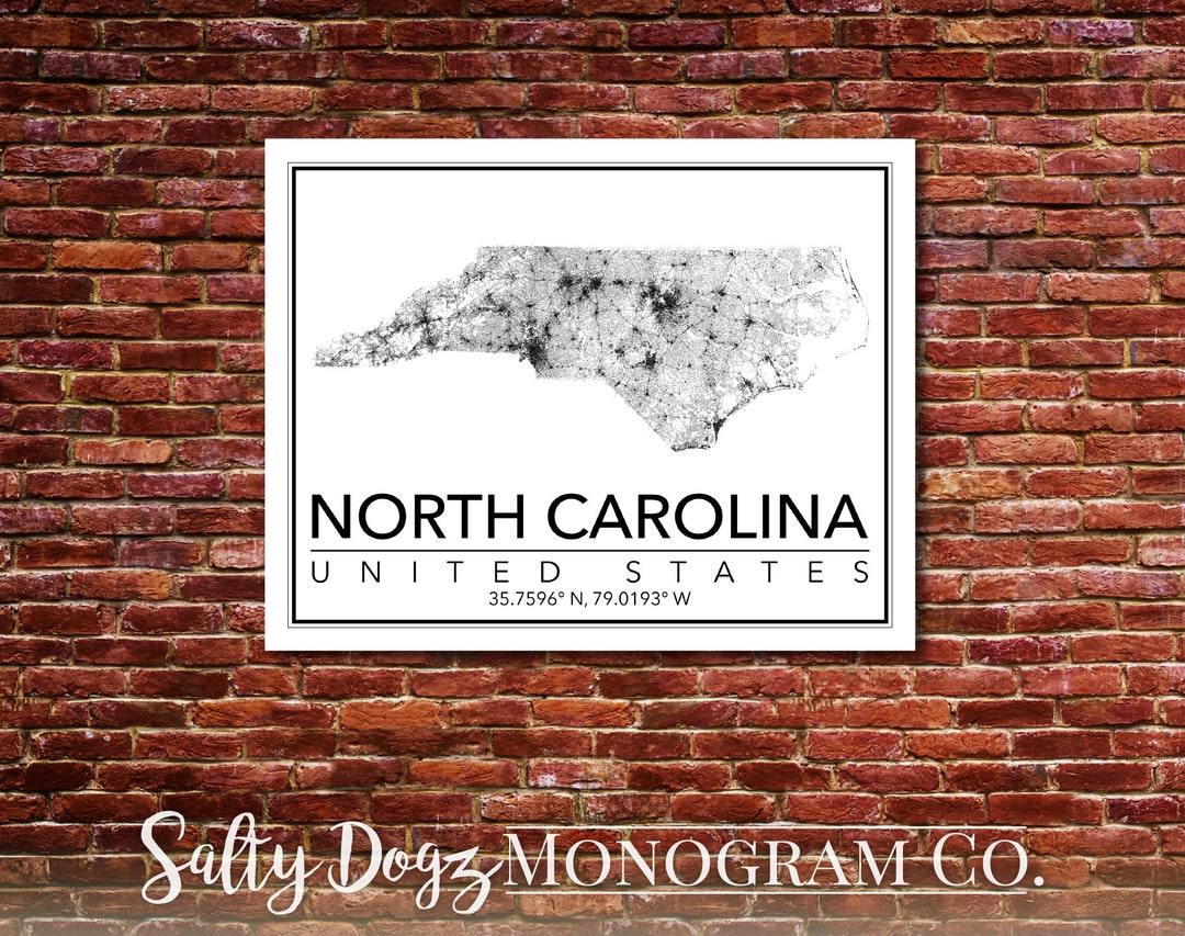 Wall Art Map of North Carolina!! - Etsy
