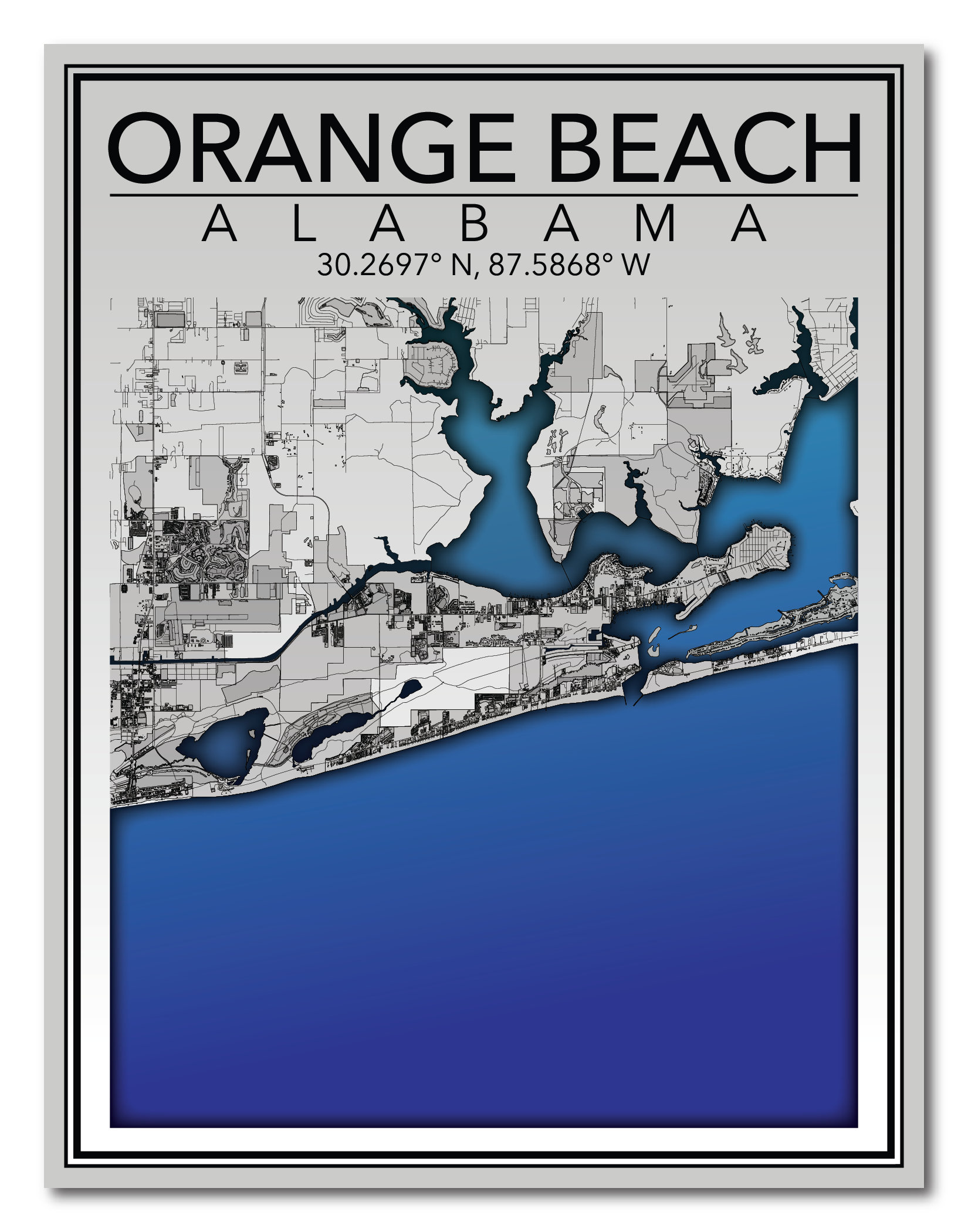 Wall Art Map Print of Orange Beach, Alabama!!! - Etsy
