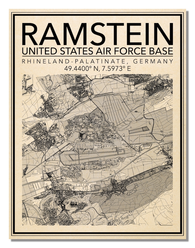 Wall Art Map of Ramstein Air Base Rhineland-palatinate - Etsy