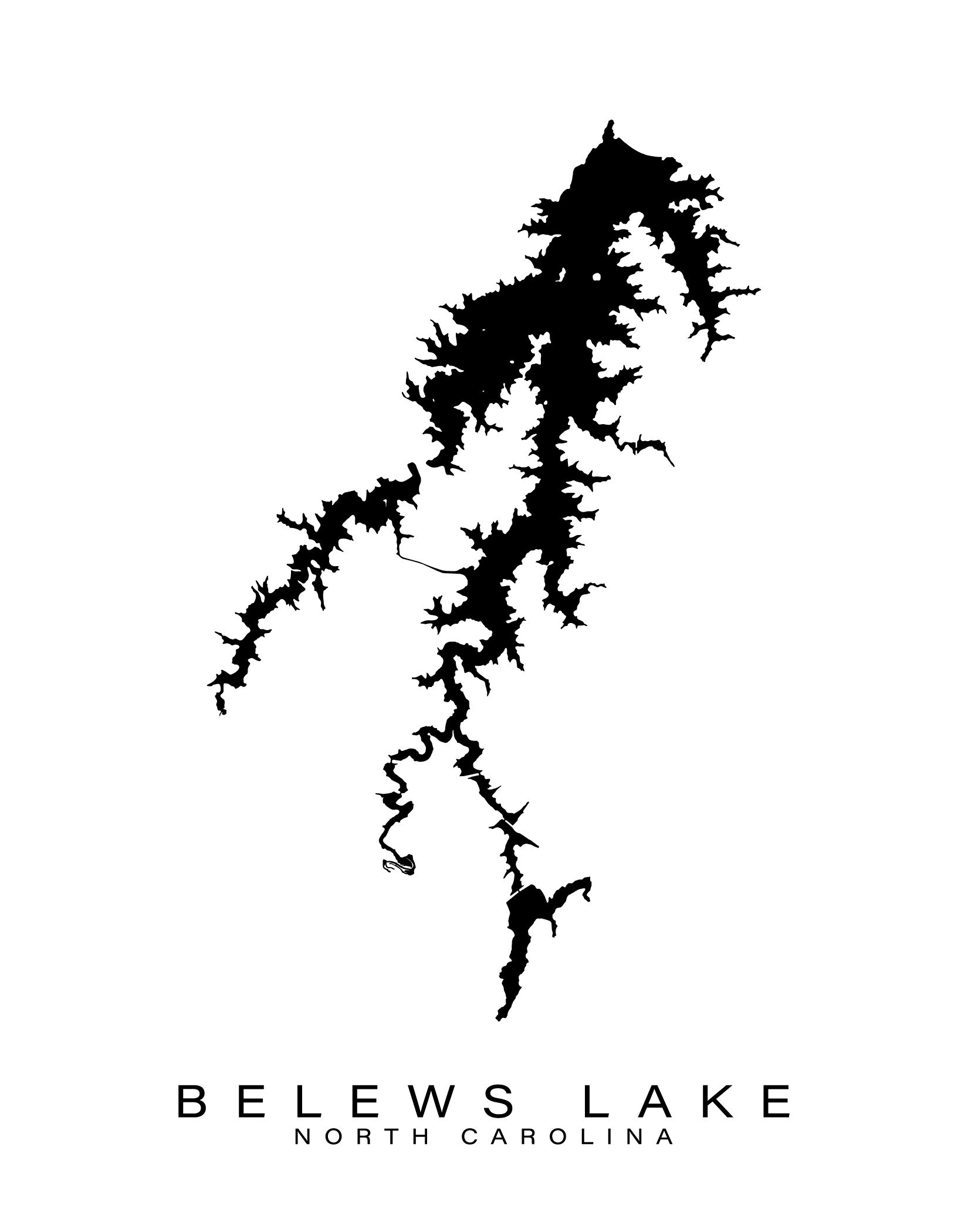 Wall Art Map Print of Belews Lake North Carolina - Etsy