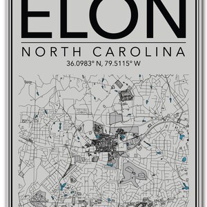 Wall Art Map Elon, North Carolina!!! - Etsy