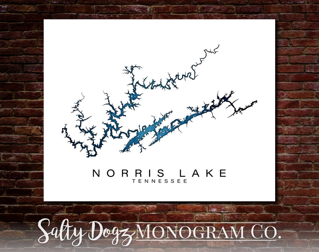 Wall Art Map Print of Norris Lake, Tennessee!!! - Etsy