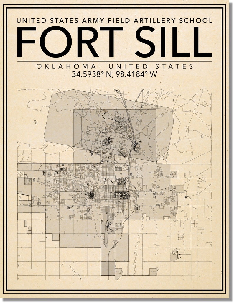 Wall Art Map United States Army Field Artillery School Fort | Etsy