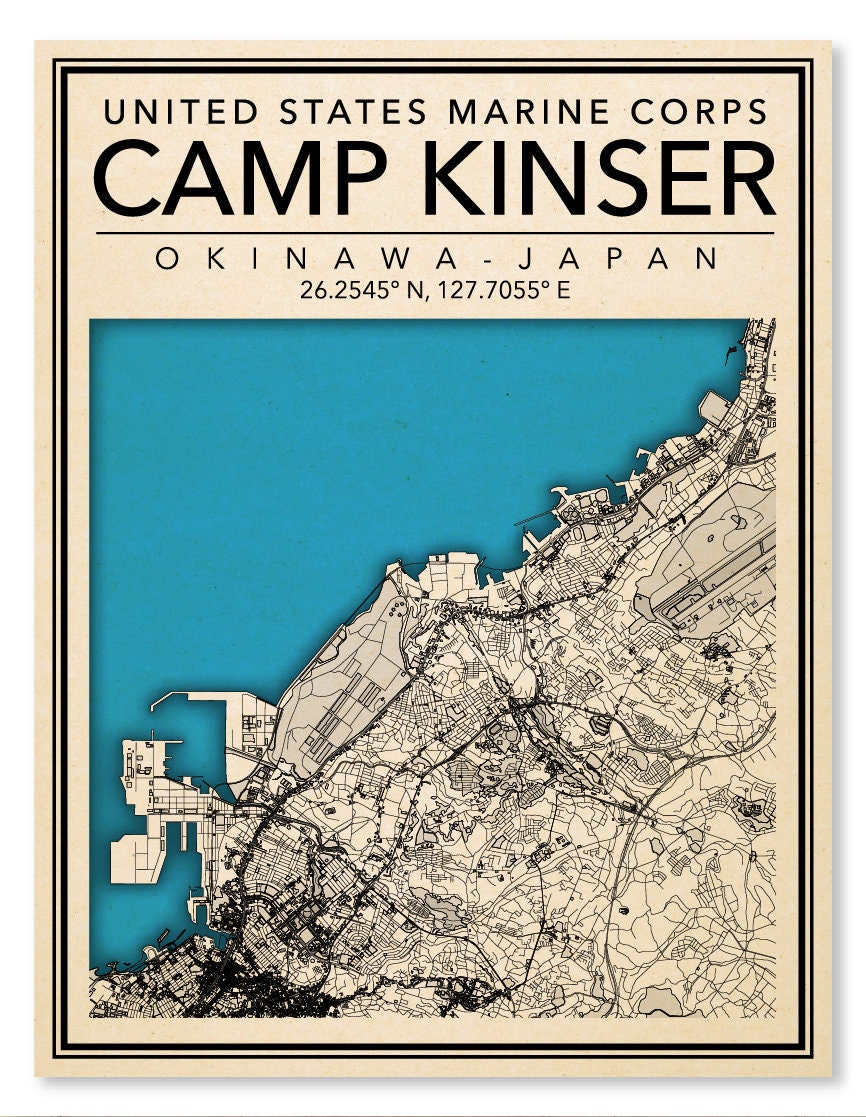 Wall Art Map Print United States Marine Corps Camp Kinser - Etsy