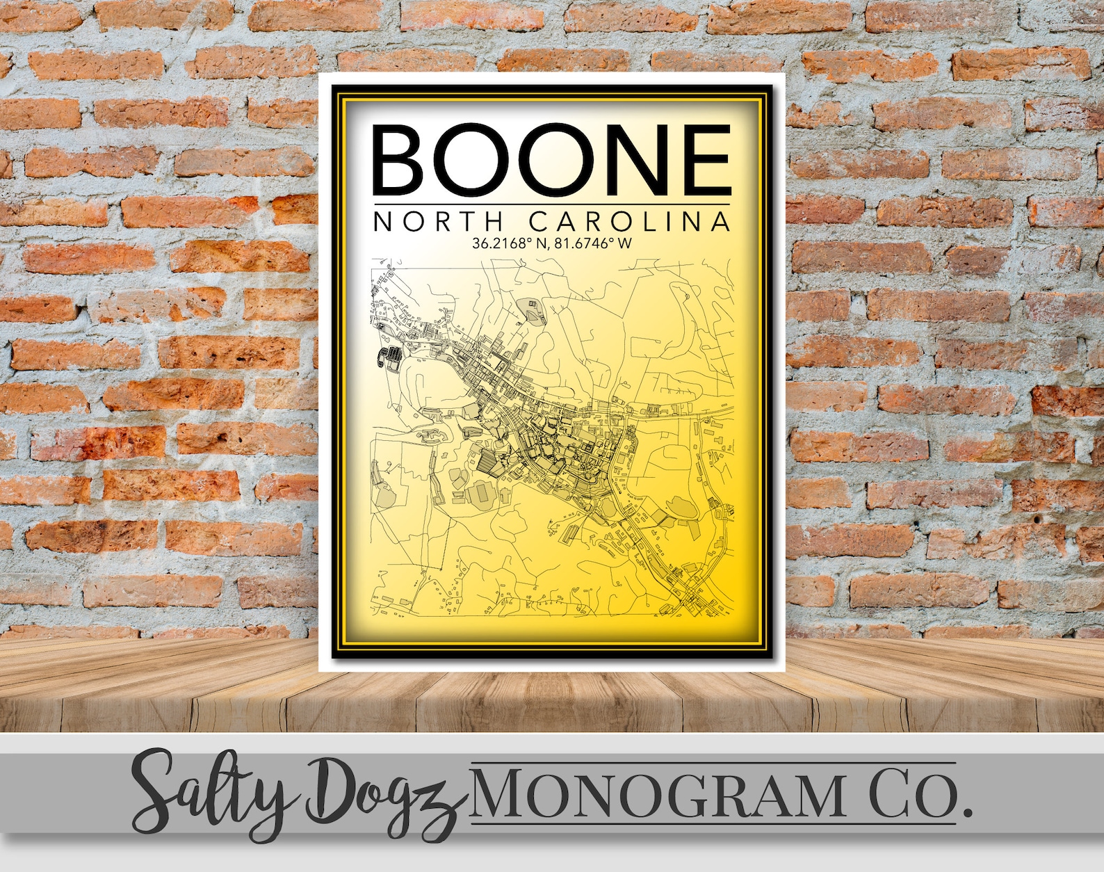 Wall Art Map Print Boone, North Carolina - Etsy