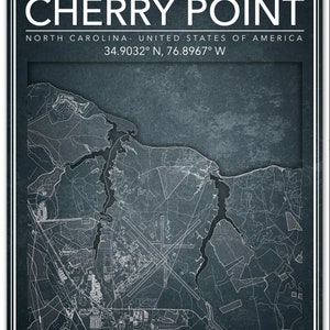 Wall Art Map Marine Corps Air Station Cherry Point Havelock, North ...