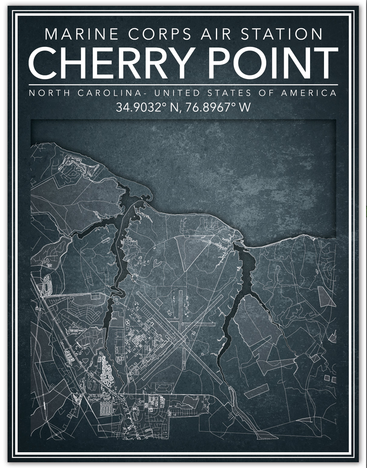 Wall Art Map Marine Corps Air Station Cherry Point Havelock - Etsy