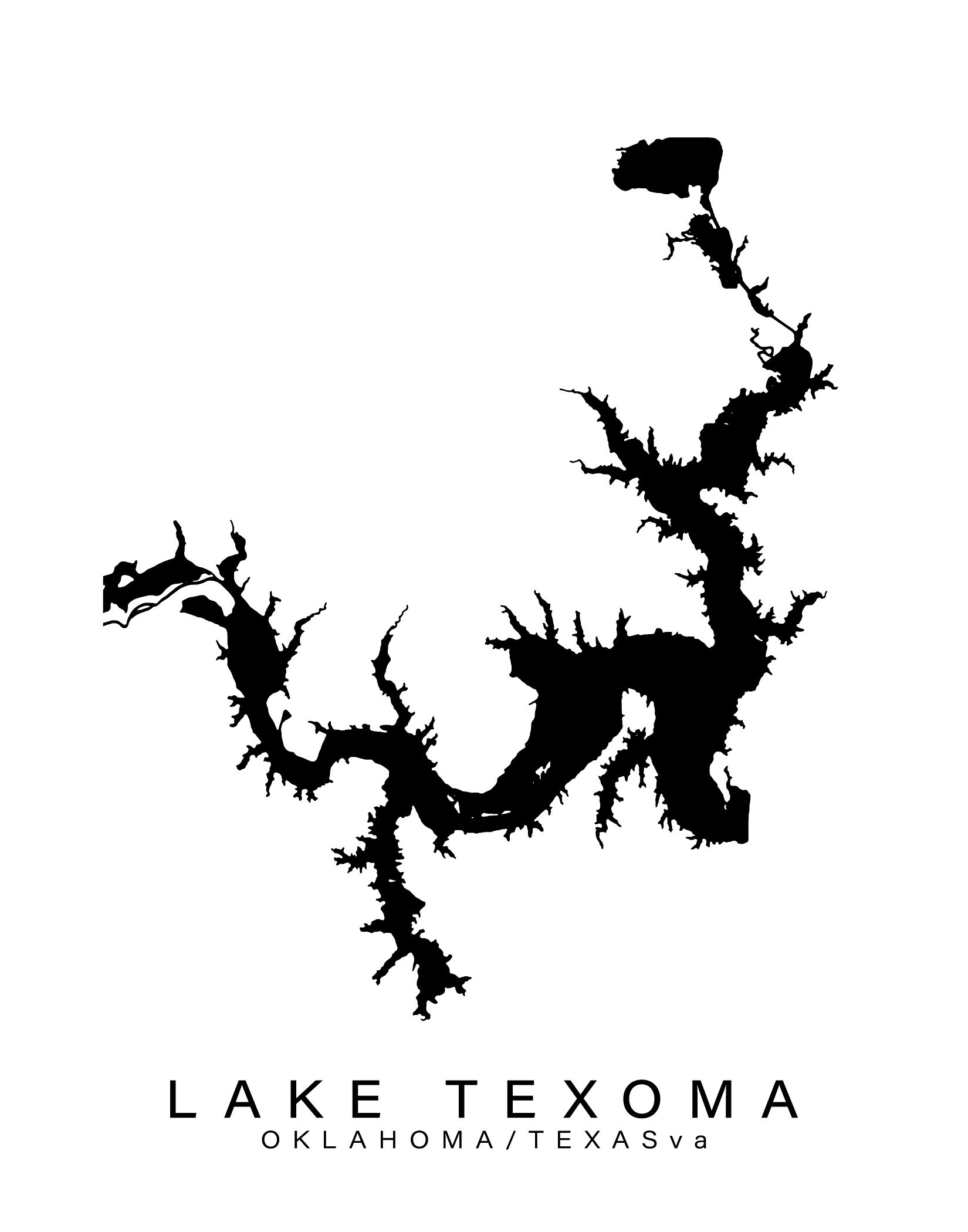 Wall Art Map Print of Lake Texoma Texas Oklahoma - Etsy