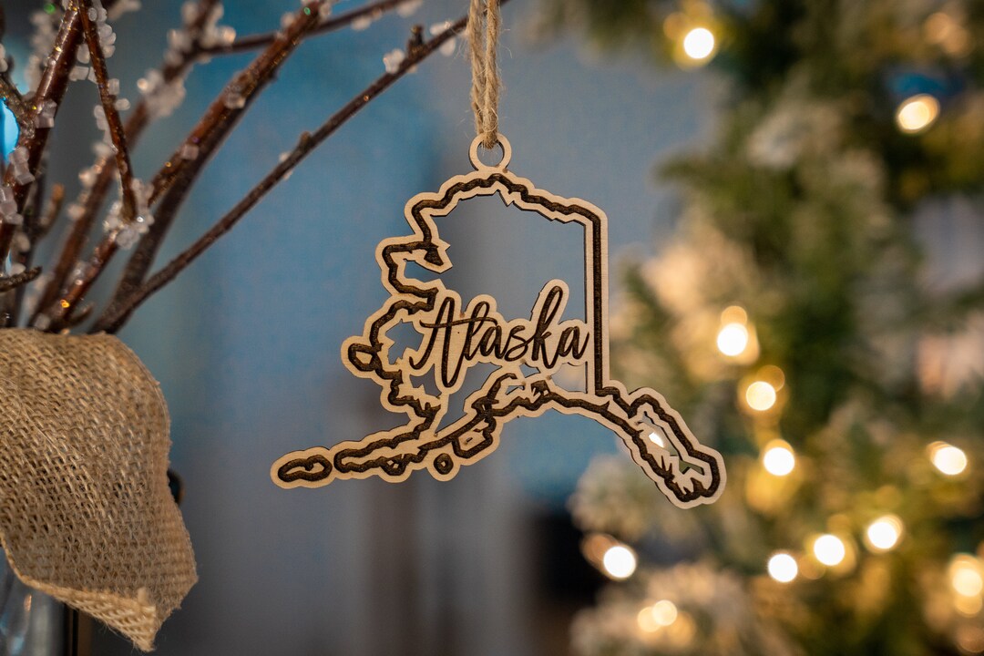 Alaska- Laser Cut United States Birch Wood Ornament! - Etsy