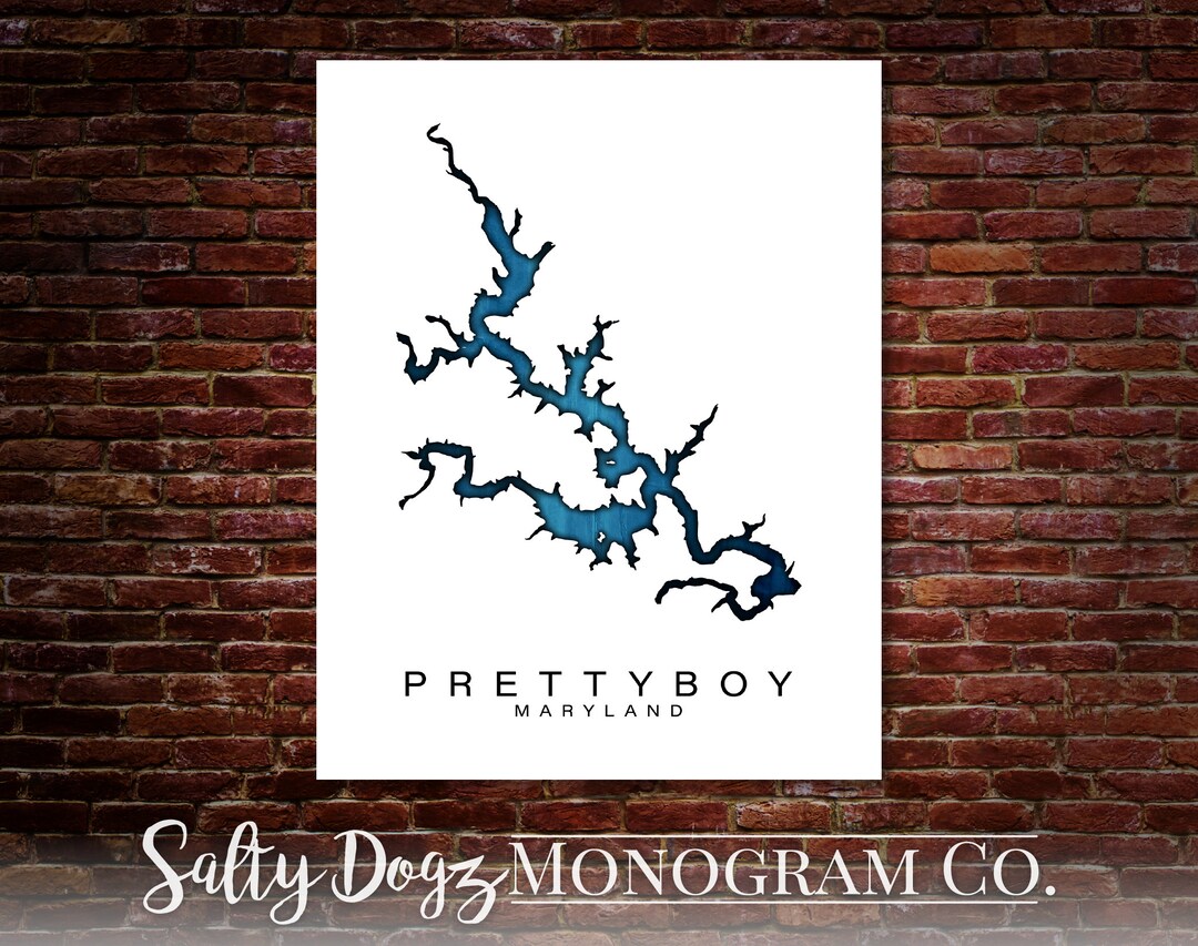 Wall Art Map Print of Prettyboy Reservoir, Maryland!!! - Etsy
