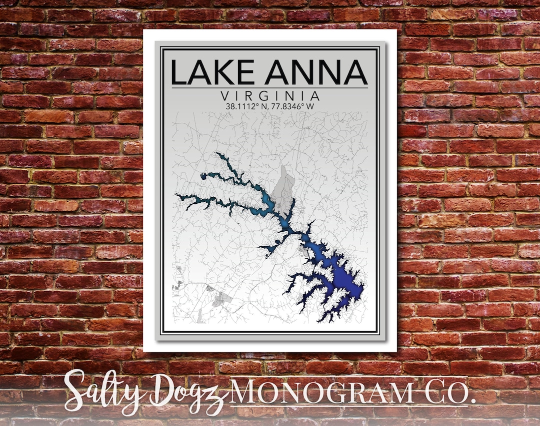 Wall Art Map Print of Lake Anna, Virginia! - Etsy