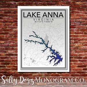 Wall Art Map Print of Lake Anna, Virginia! - Etsy