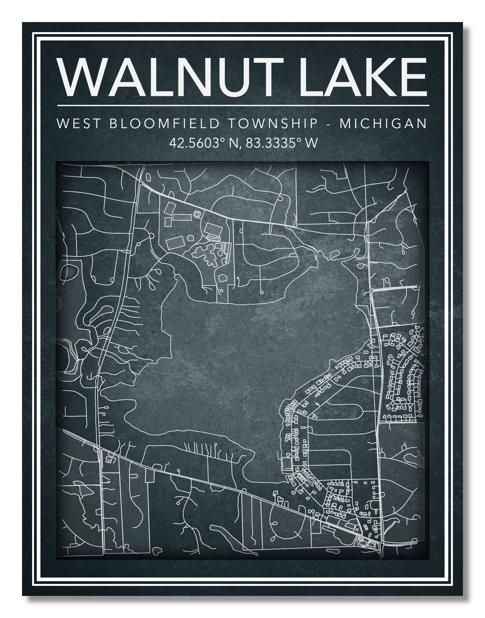 Wall Art Map Print of Walnut Lake, Michigan!!! - Etsy