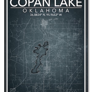 Wall Art Map Print of Copan Lake, Oklahoma! - Etsy