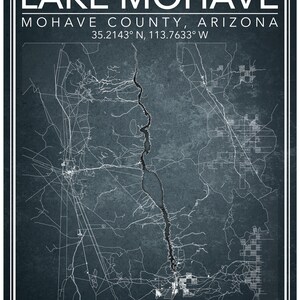 Wall Art Map Print of Lake Mohave, Arizona! - Etsy
