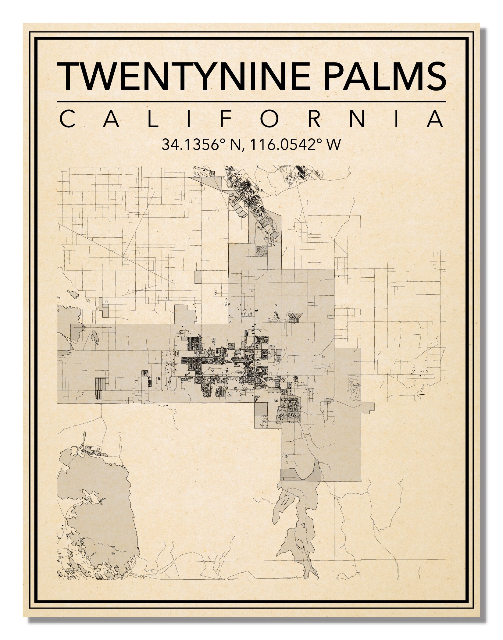 Wall Art Map Twentynine Palms California - Etsy