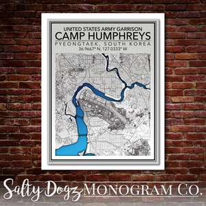Wall Art Map Print of United States Army Garrison Camp Humphreys-south ...