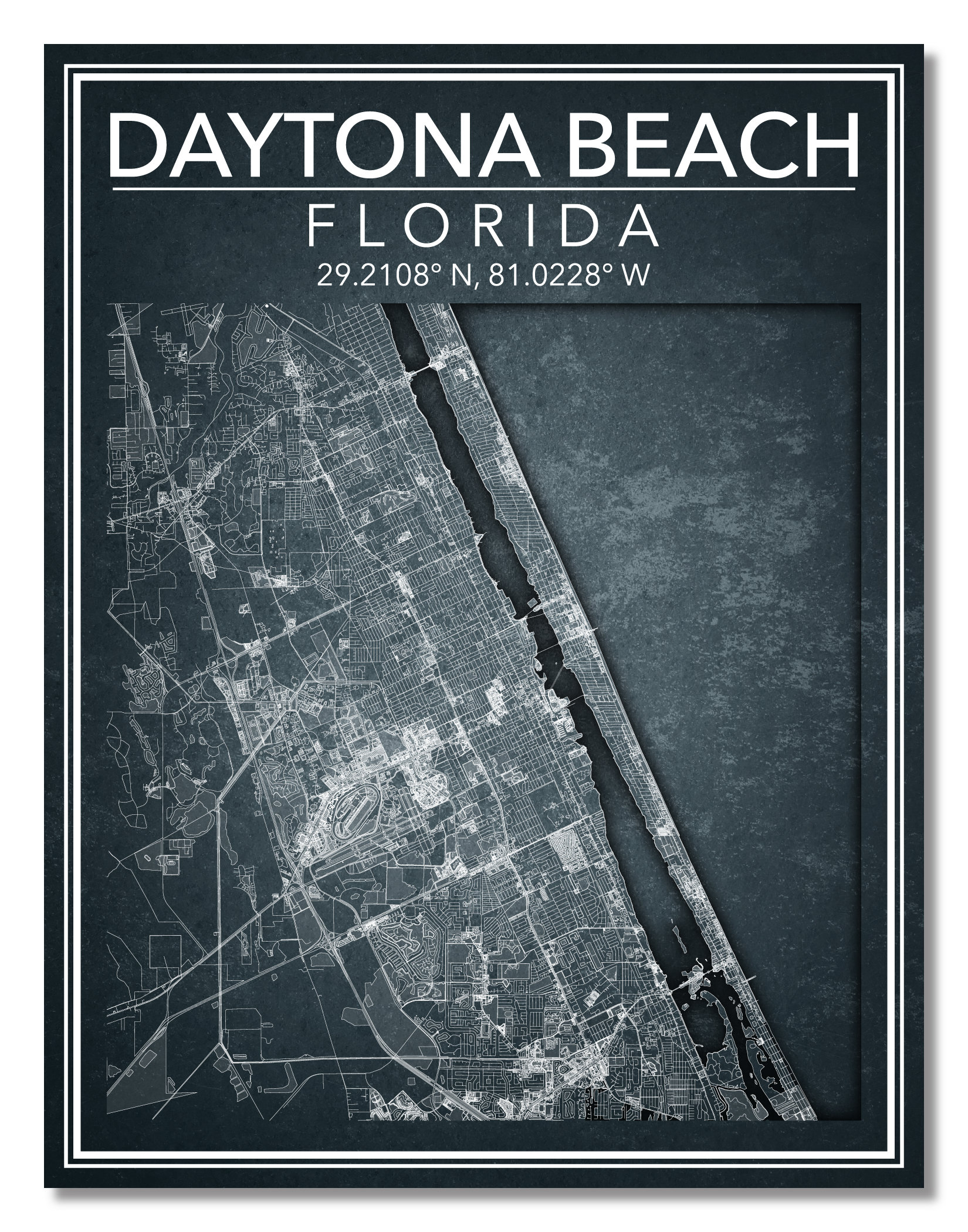 Wall Art Map of Daytona Beach Florida - Etsy