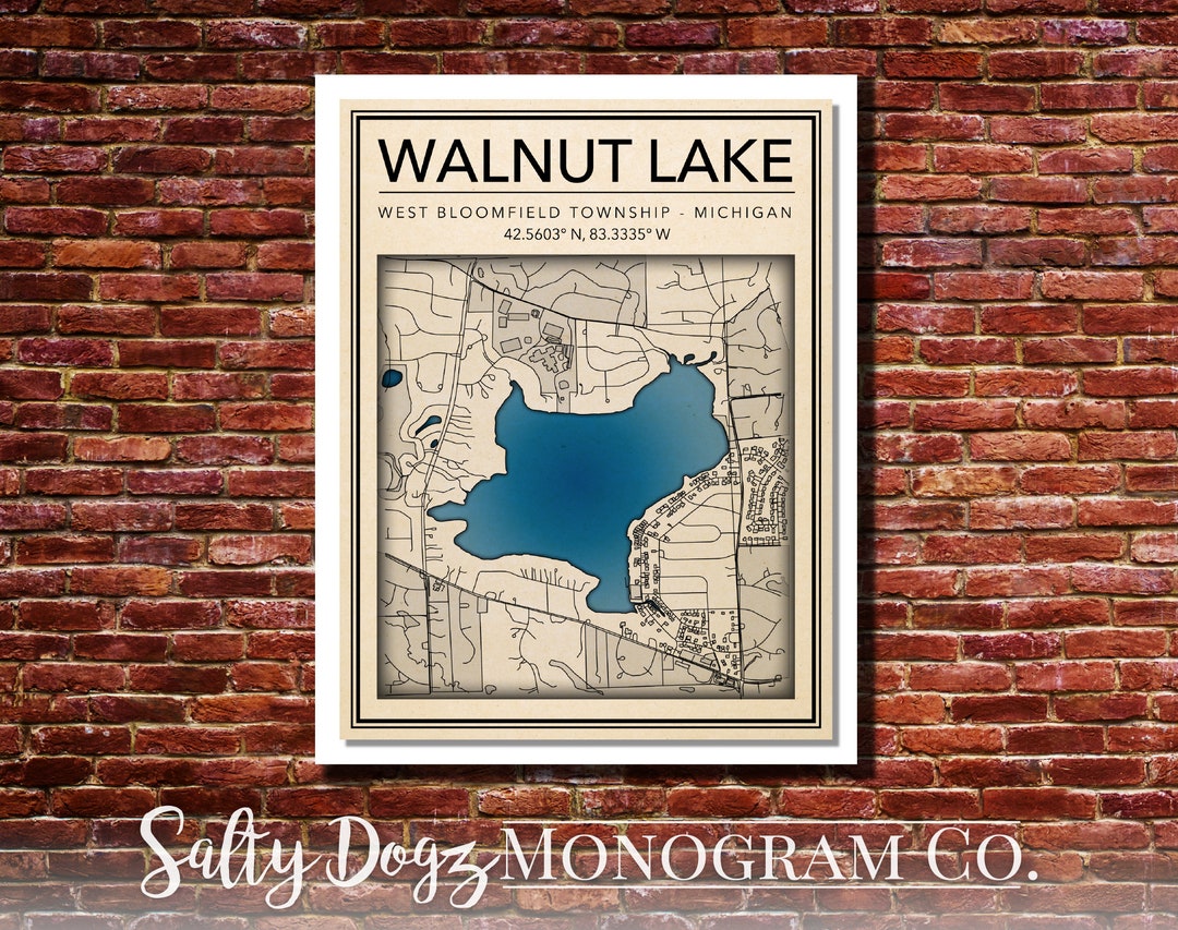Wall Art Map Print of Walnut Lake, Michigan!!! - Etsy