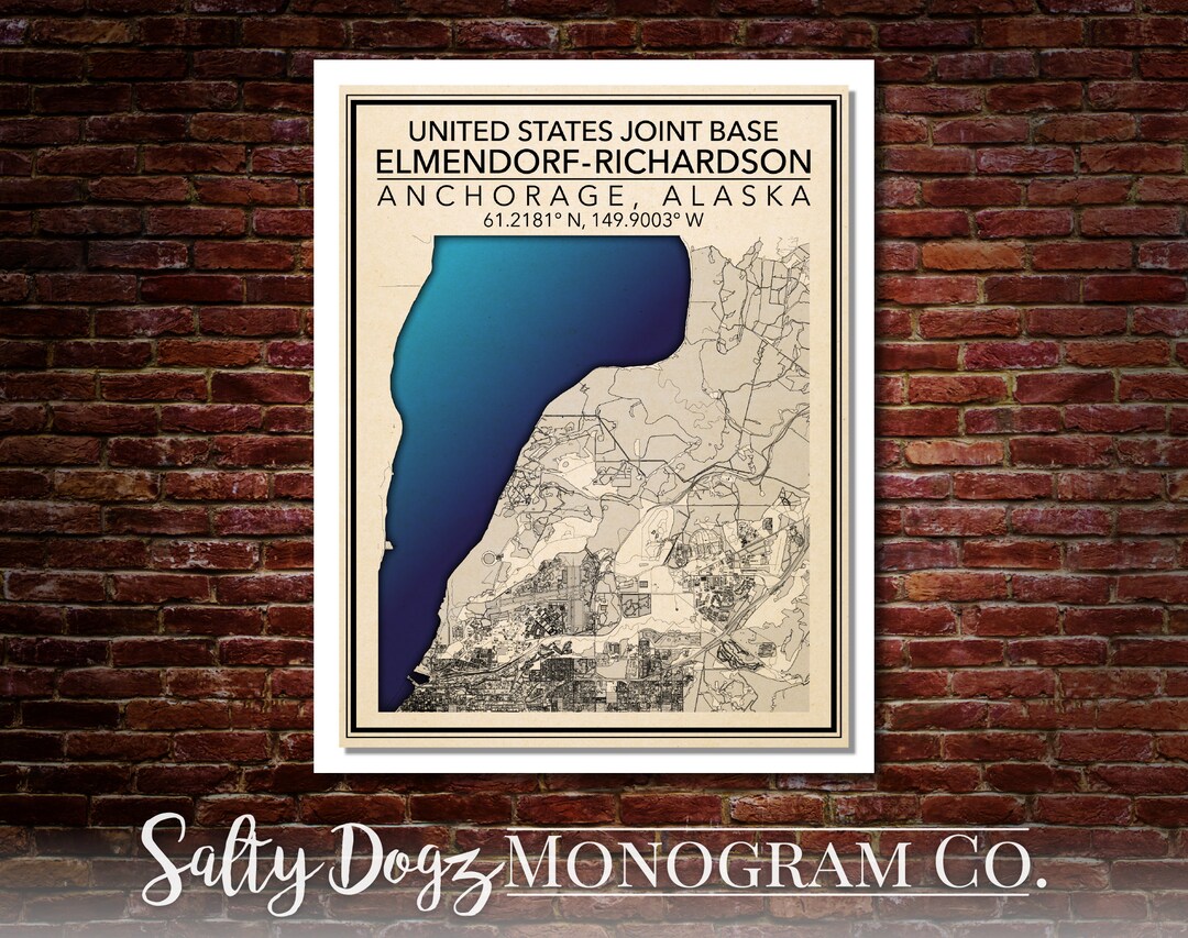 Wall Art Map Print of Joint Base Elmendorf - Richardson, Anchorage ...