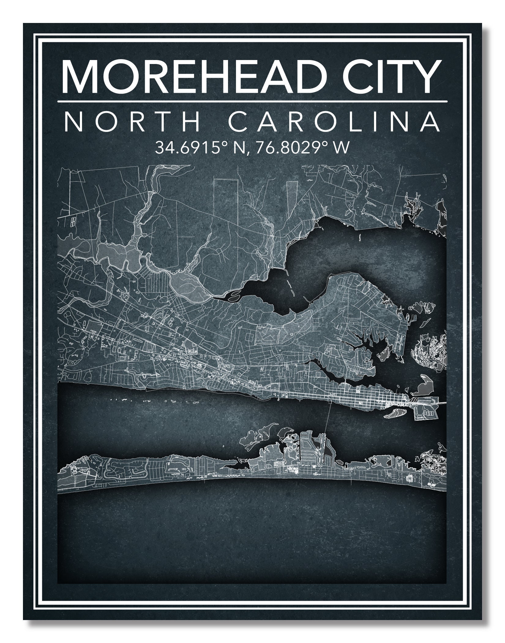 Wall Art Map Print Morehead City NC - Etsy